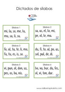 Tarjetas de dictado de letras y sílabas - La libreta piruleta