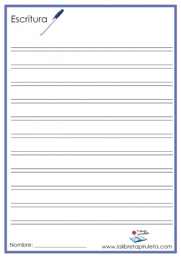 Hojas de escritura para descargar e imprimir - La libreta piruleta