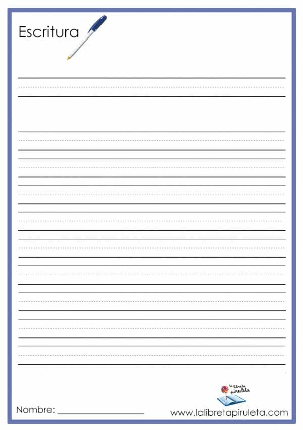 Hojas de escritura para descargar e imprimir - La libreta piruleta