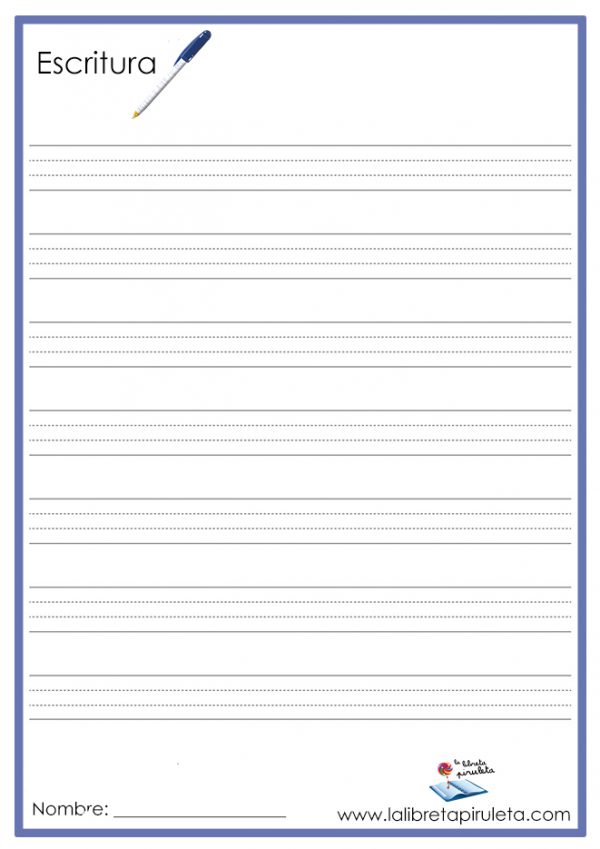 Hojas de escritura para descargar e imprimir - La libreta piruleta