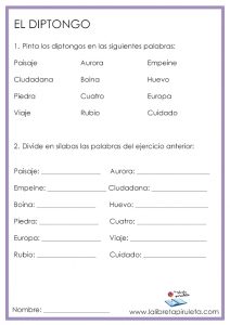 🖨 FicHas de diptongos e hiatos - imPrimiBles - La libreta piruleta