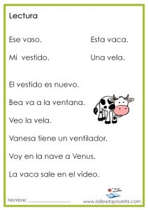 📘 Lecturas para primero - FONEMAS B V F H J Ñ - FICHAS
